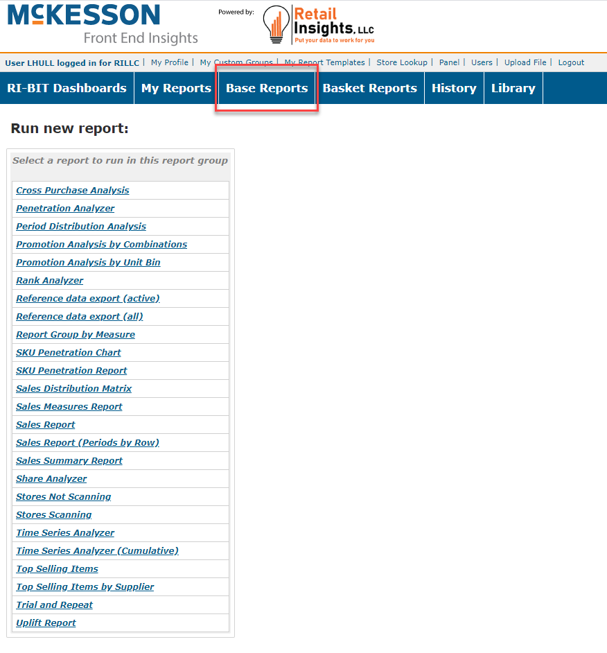Base Report Definitions – Front End Insights